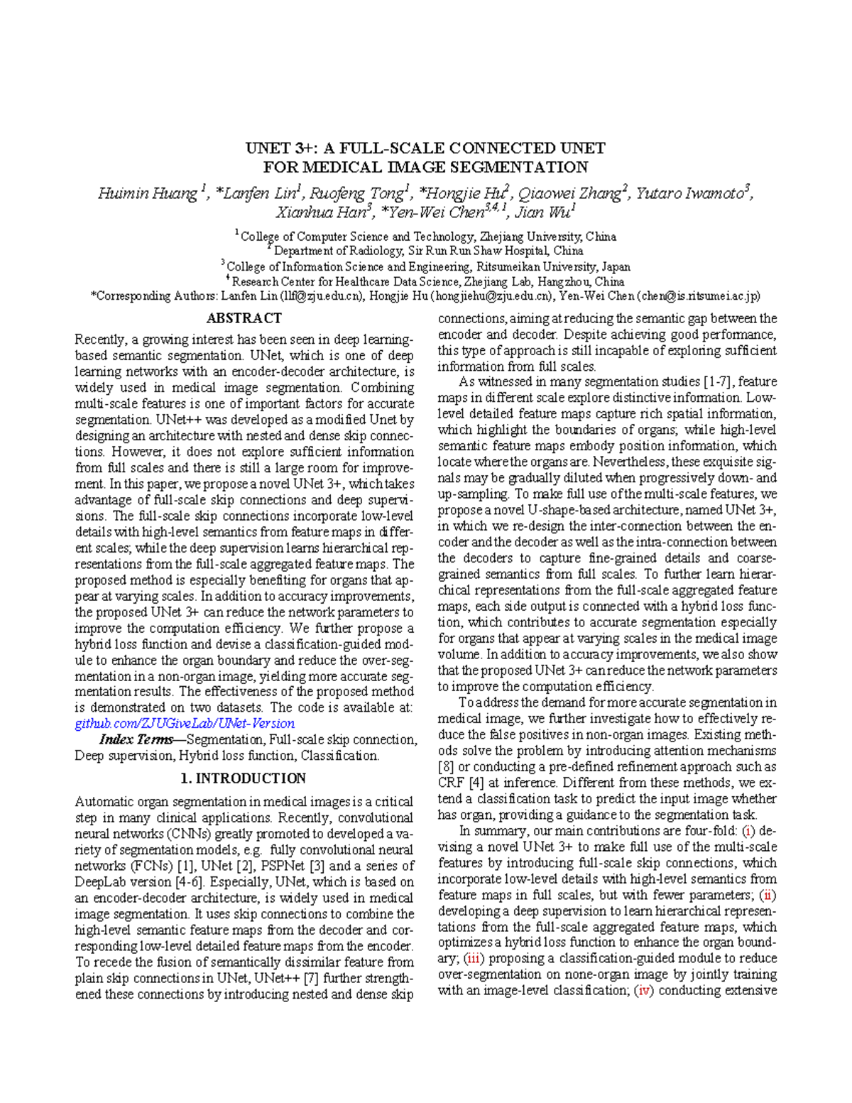 UNet 3+ - A Full-Scale Connected UNet for Medical Image Segmentation ...