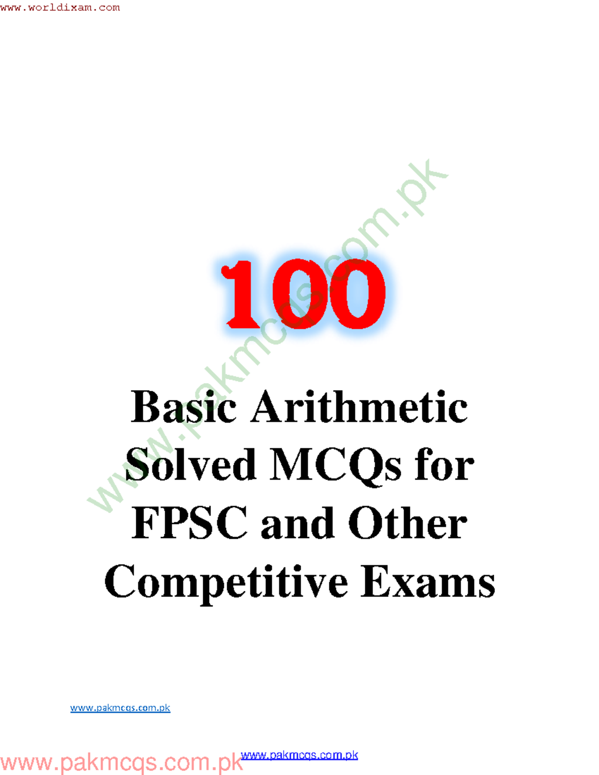 Basic Arithmetic Solved MCQs for FPSC and Other Competitive Exams ...