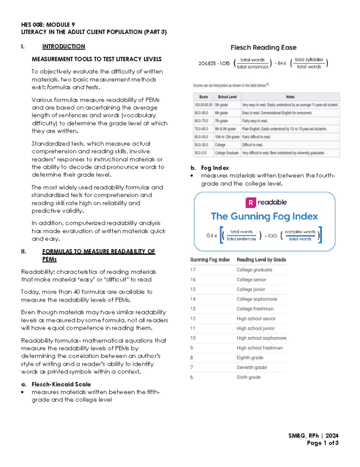 HES 008 Module 9 - HES 008: MODULE 9 LITERACY IN THE ADULT CLIENT ...