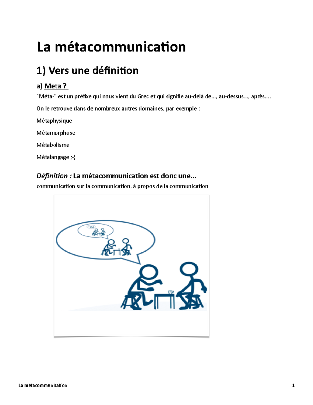 La mtacommunication - some lessons - La métacommunication 1) Vers une ...