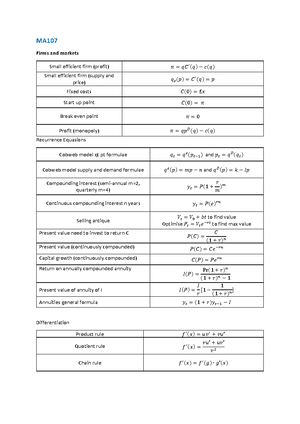 Ex - MA107 PROBLEM SET 6 ANSWERS - MA107: Quantitative Methods (Mathematics) 2021– Solutions for ...