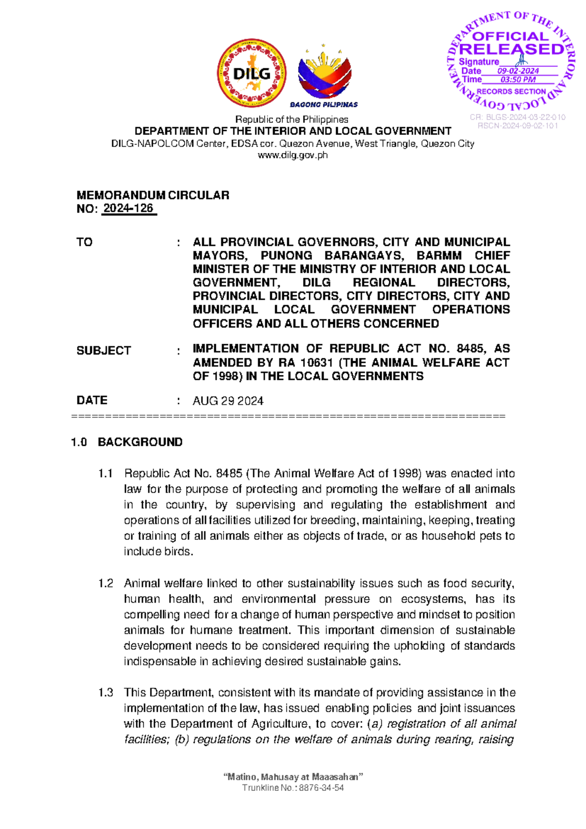 Dilg-memocircular-202494 1c1d0e2882 - DEPARTMENT OF THE INTERIOR AND ...