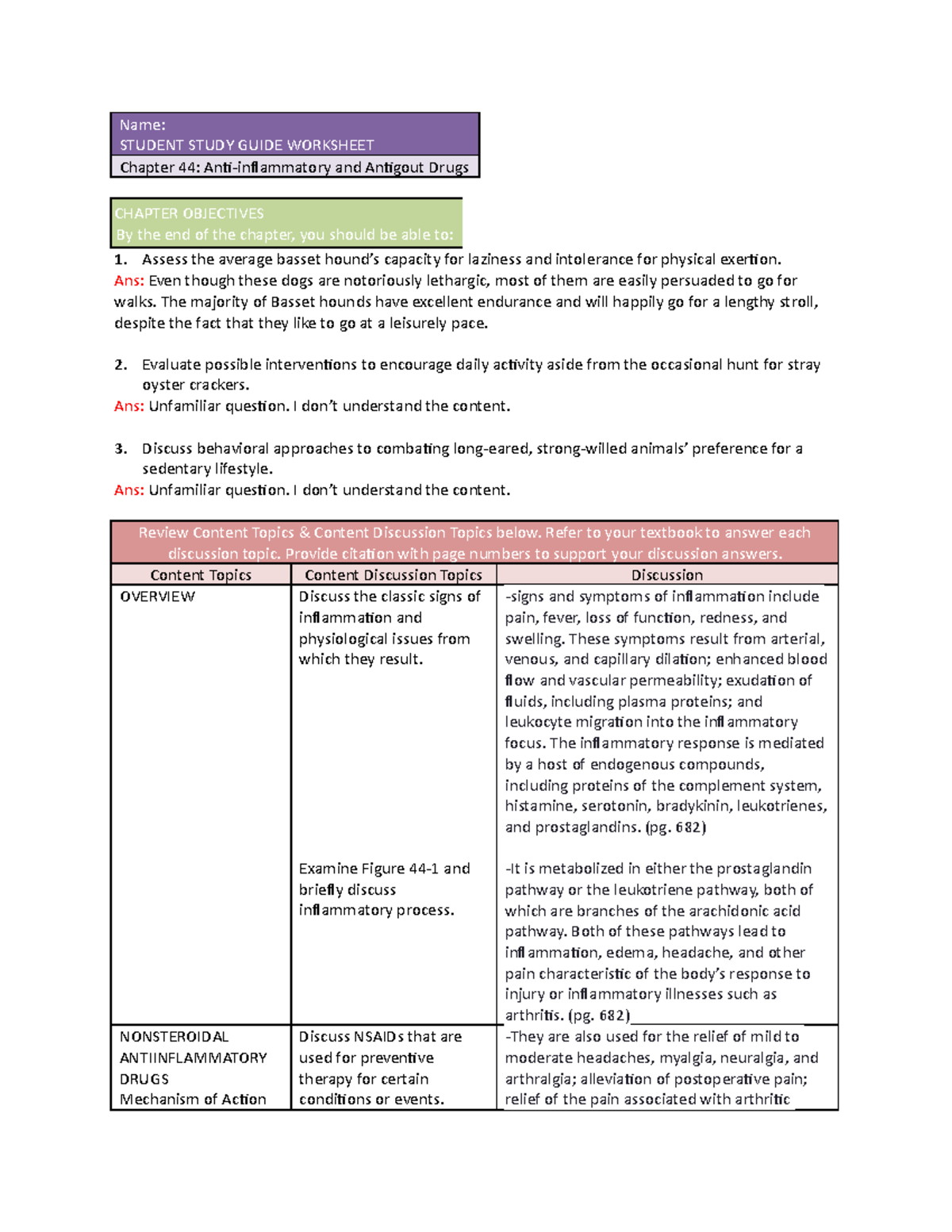 Chapter 44 Study guide - kk.good to review the material. - Name ...