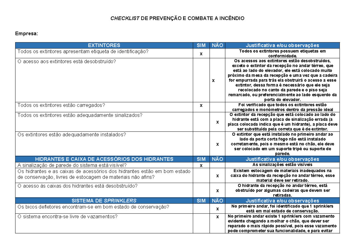 UC9 atividade 04 modelo enviada aprovada - CHECKLIST DE PREVENÇÃO E ...