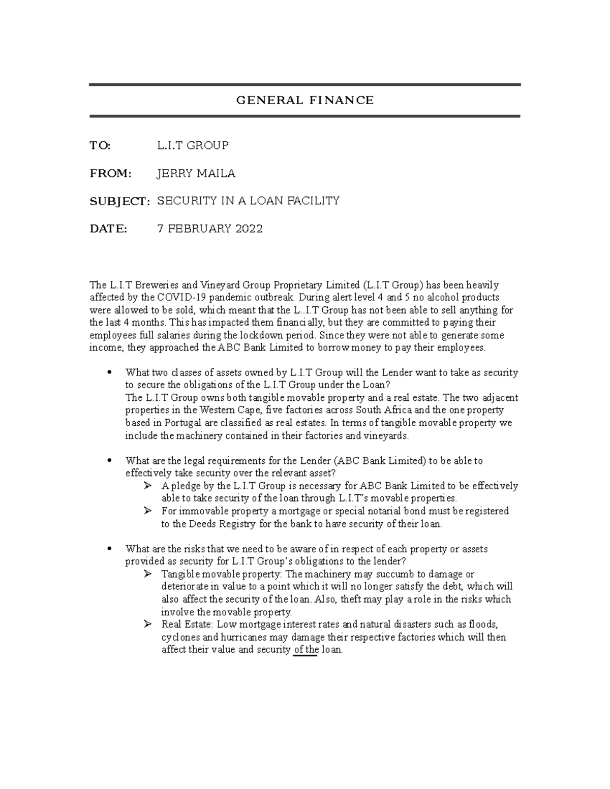 General finance - How loans and security in property - GENERAL FINANCE ...