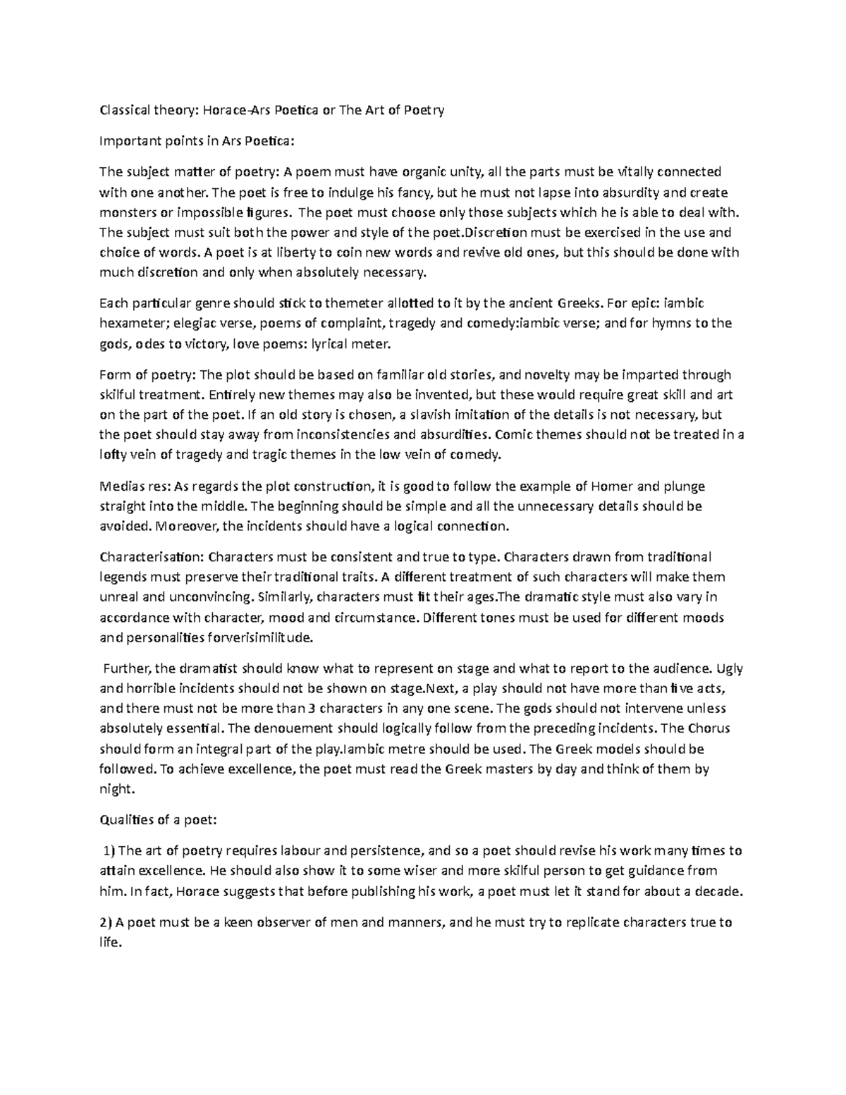 Ars Poetica - Classical theory: Horace-Ars Poetica or The Art of Poetry ...