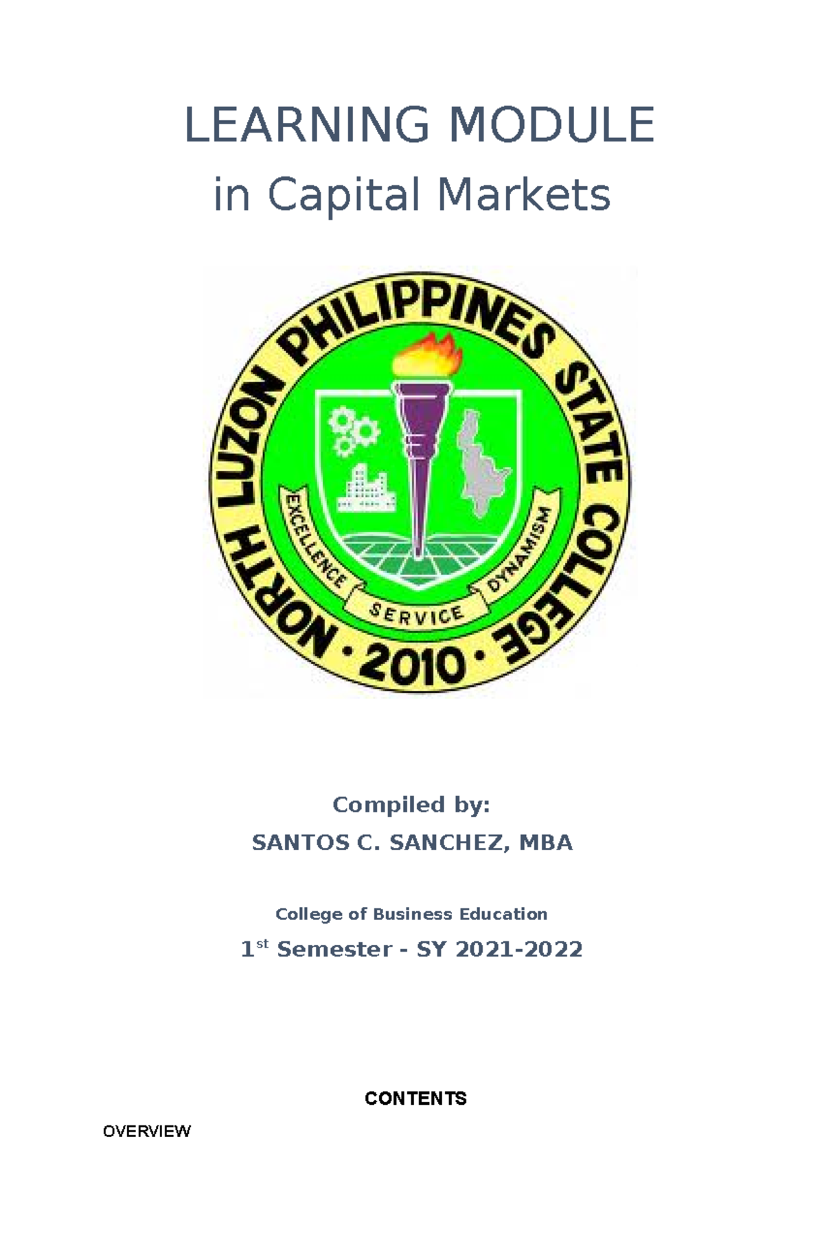 Learning Module in CAP. MARK - LEARNING MODULE in Capital Markets ...