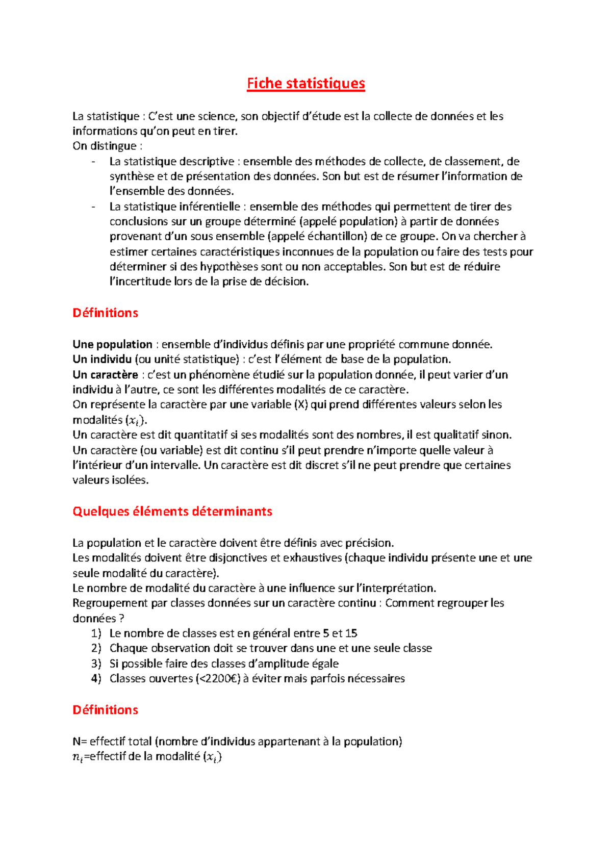 Fiche statistiques PDF - Fiche statistiques La statistique : une ...