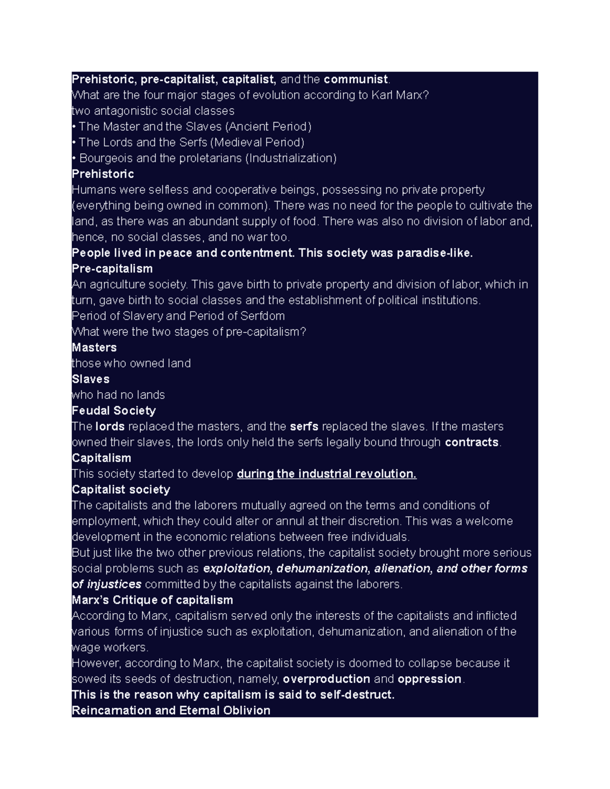 Prehistoric, pre-capitalist, capitalist, and the communist - What are ...