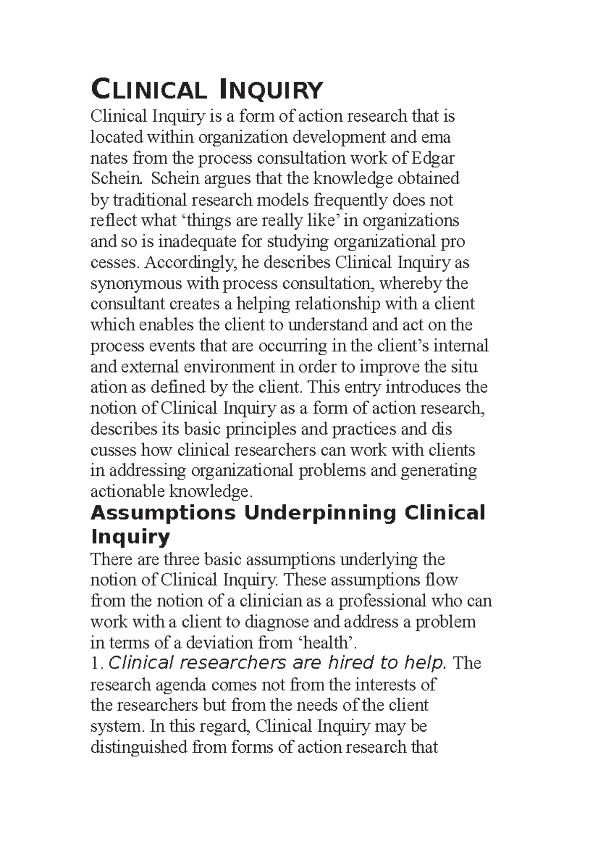 Clinical Inquiry - CLINICAL INQUIRY Clinical Inquiry is a form of ...