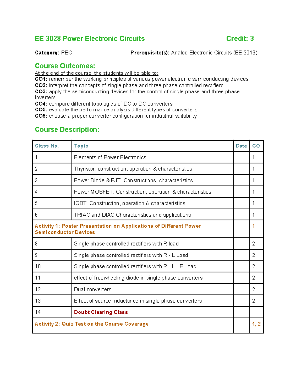 EE 3028 Power Electronic Circuits Handout - EE 3028 Power Electronic ...