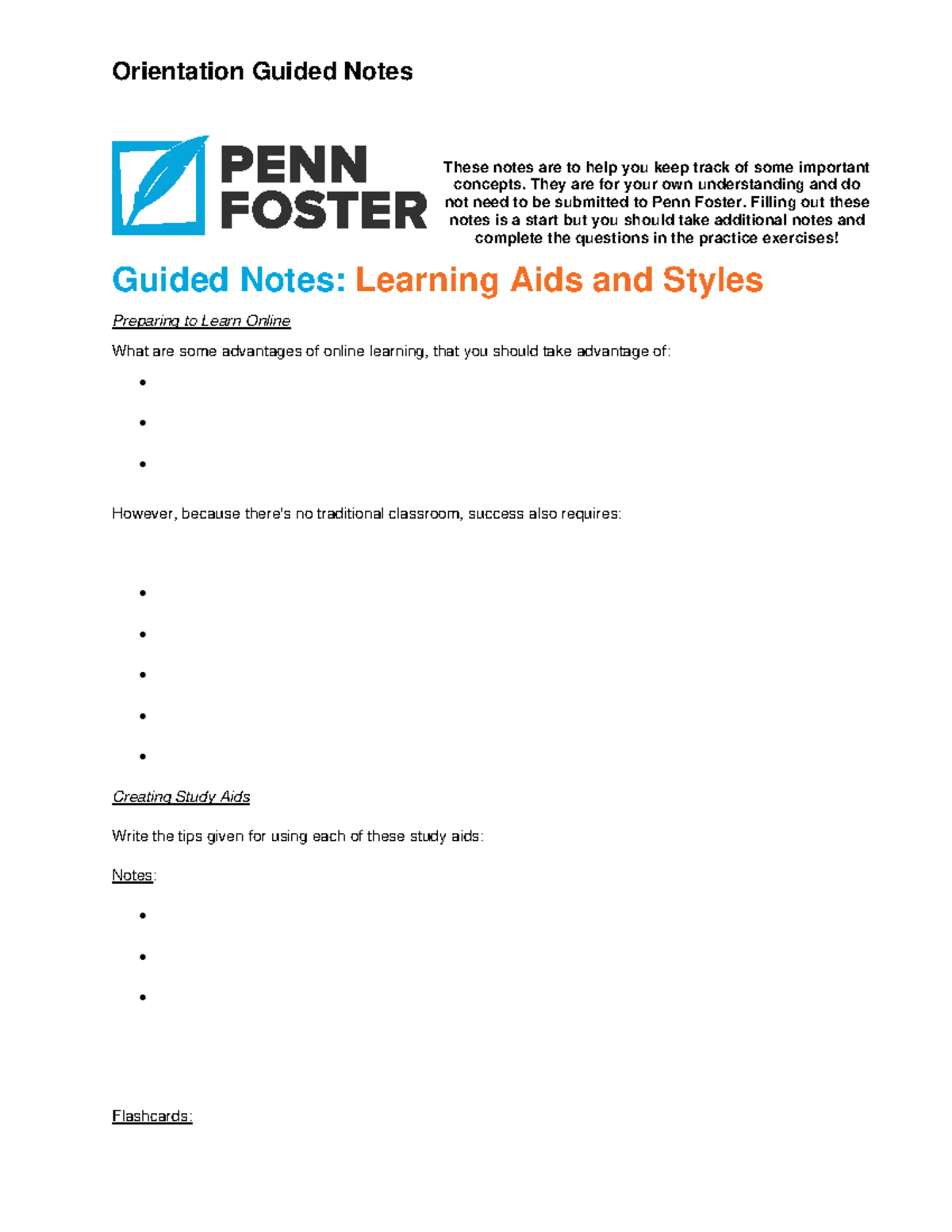 Courseguide orientation guidednotes 01 2 - Orientation Guided Notes ...