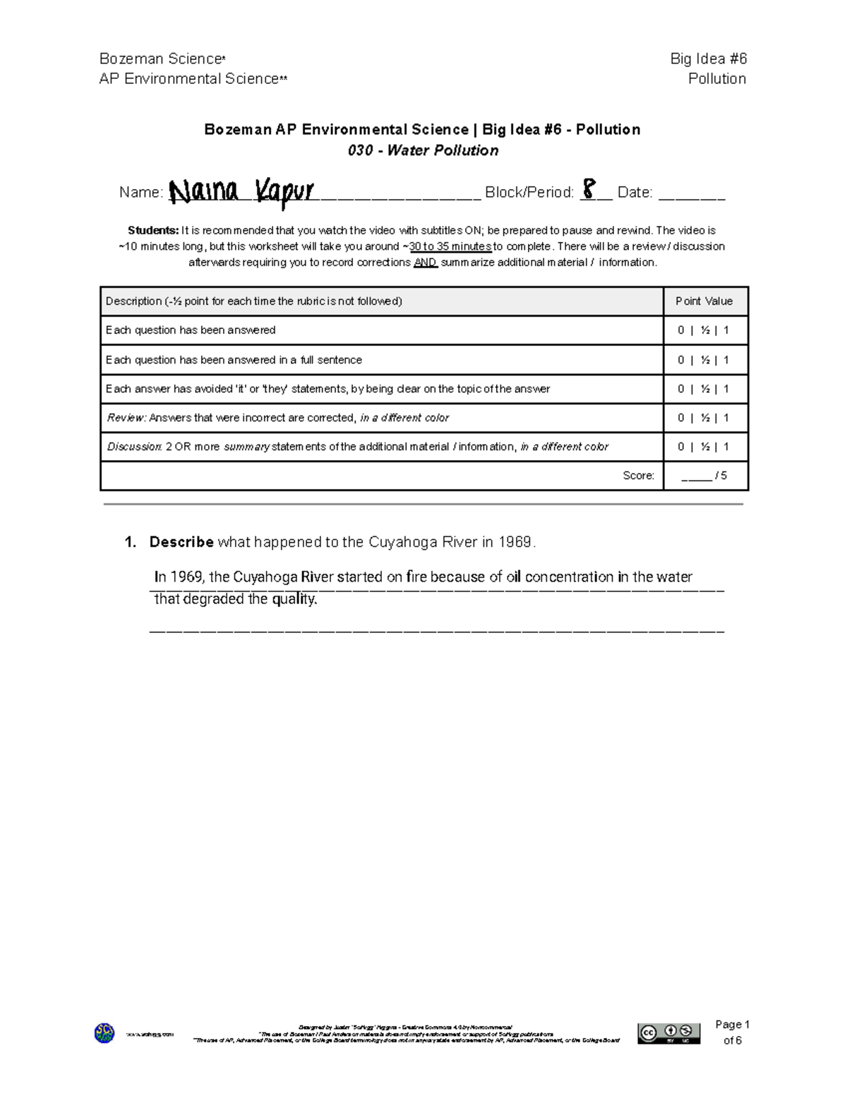 Bozeman 030 video questions - naina kapur - AP Environmental Science ...