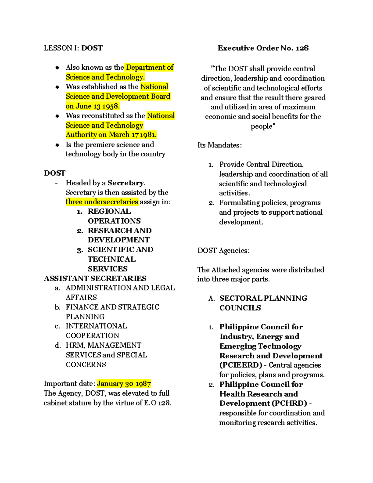 CCGE 101 Prelim - Lesson about the introduction of the DOST, Its ...