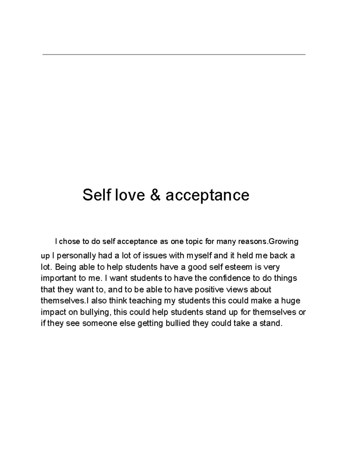Text sets for final assignment, 30 required. - Self love & acceptance I ...
