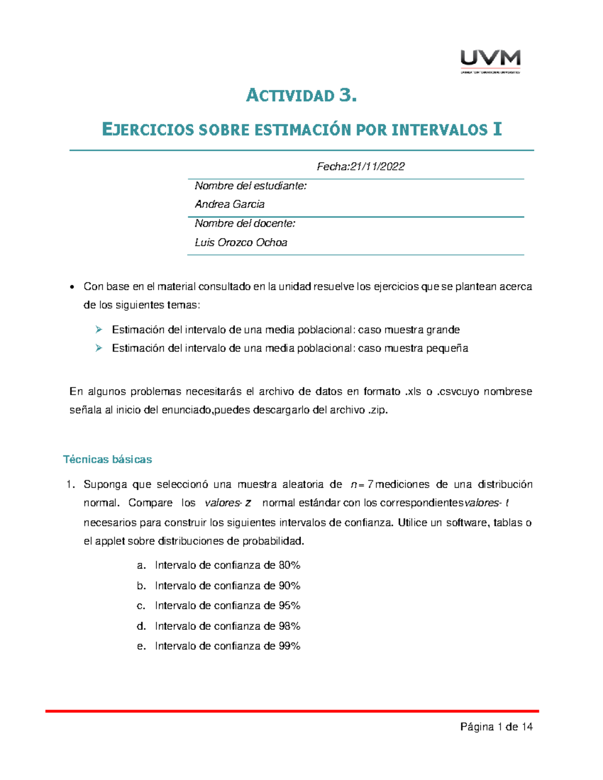 A3 AGFC - Ejercicios de estimación, la calificación obtenida fue de 10 ...