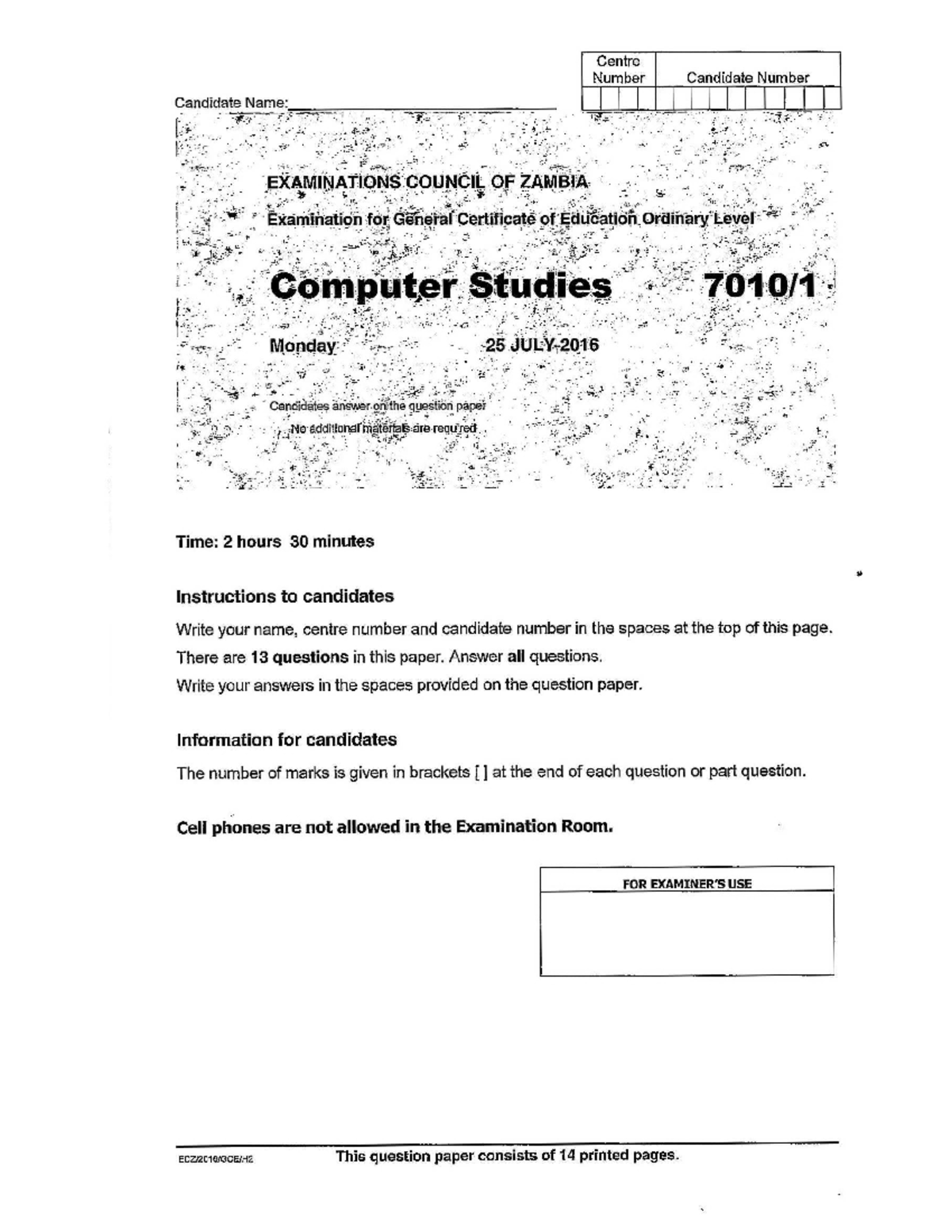Comps 2016 gce - Computer ecz 2016 - Corporate Finance - Studocu
