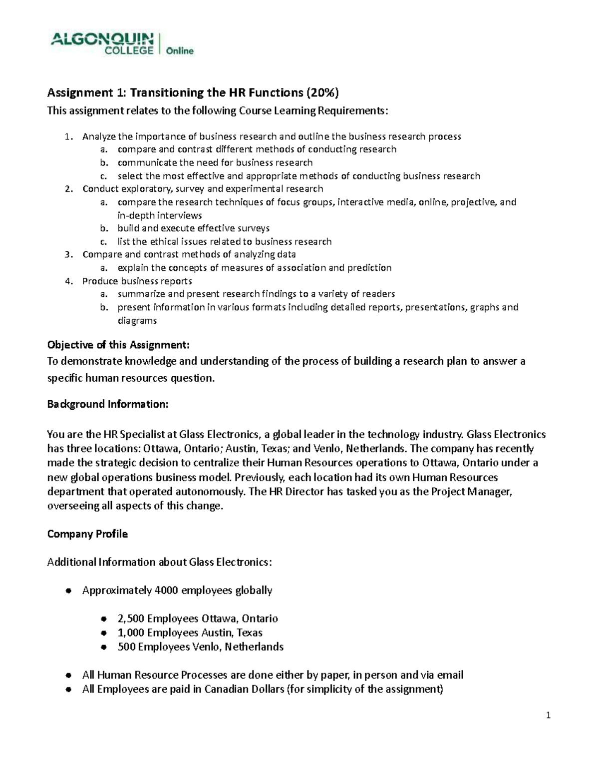 MGT2394 Assignment 1 (N).docx (1) - Assignment 1: Transitioning the HR Functions (20%) This ...