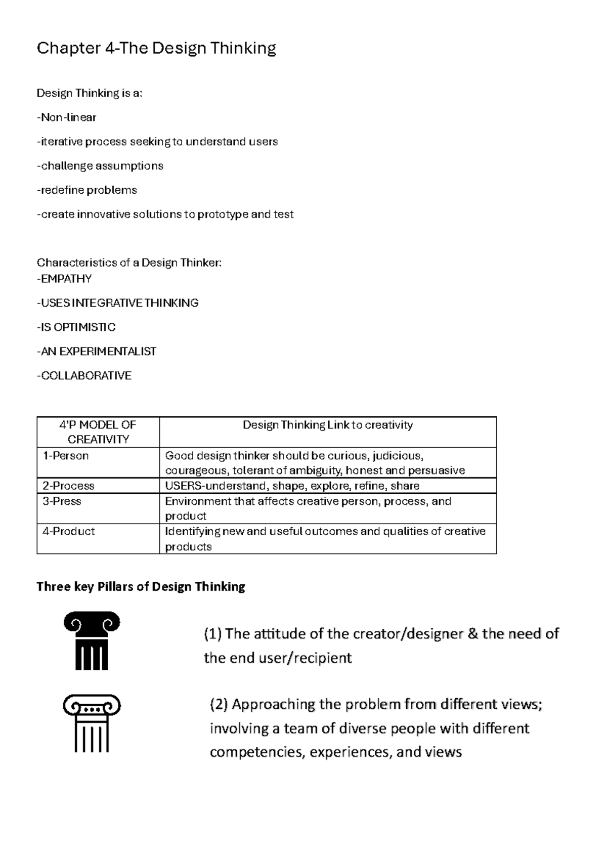 Chapter 4 notes - Chapter 4-The Design Thinking Design Thinking is a ...
