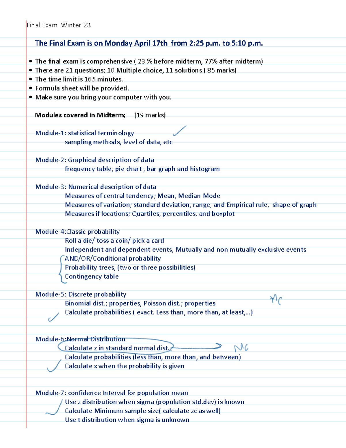 Accp 5005 final Exam outline - The Final Exam is on Monday April 17th ...