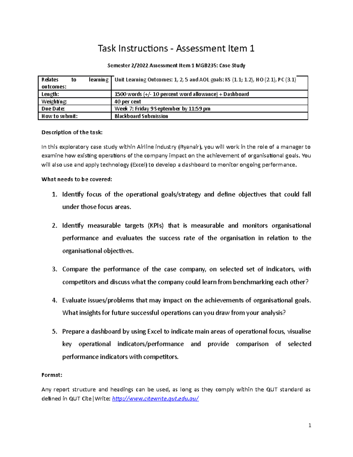 Assessment 1 - Task instructions S2 2022 - Task Instructions - Assessment Item 1 Semester 2/2022 ...