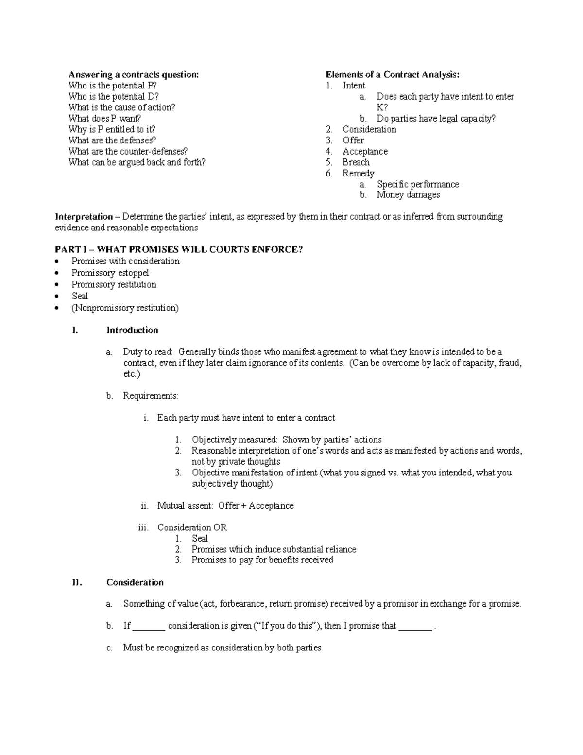 Helpful Contracts Notes - Answering a contracts question: Who is the ...