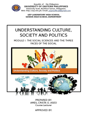 Module 1 - UCSP - Reviewer - UNDERSTANDING CULTURE, SOCIETY AND ...
