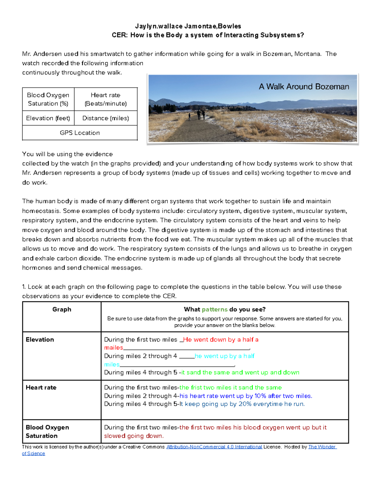 Copy of U3 D2 CER How is the Body a system of Interacting Subsystems ...