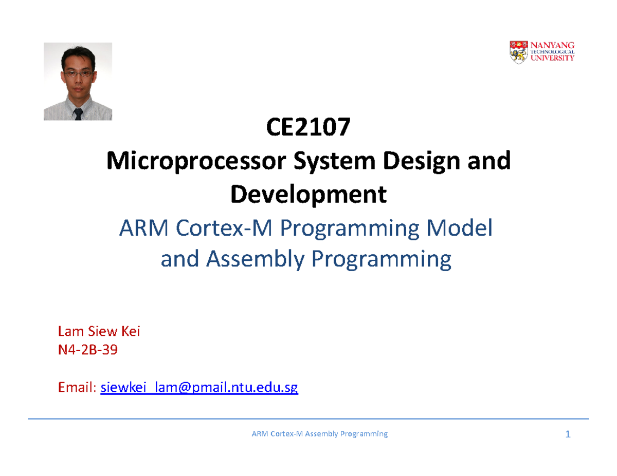 CE2107-1B ARM Cortex-M Assembly Programming - CE2007 - NTU - Studocu