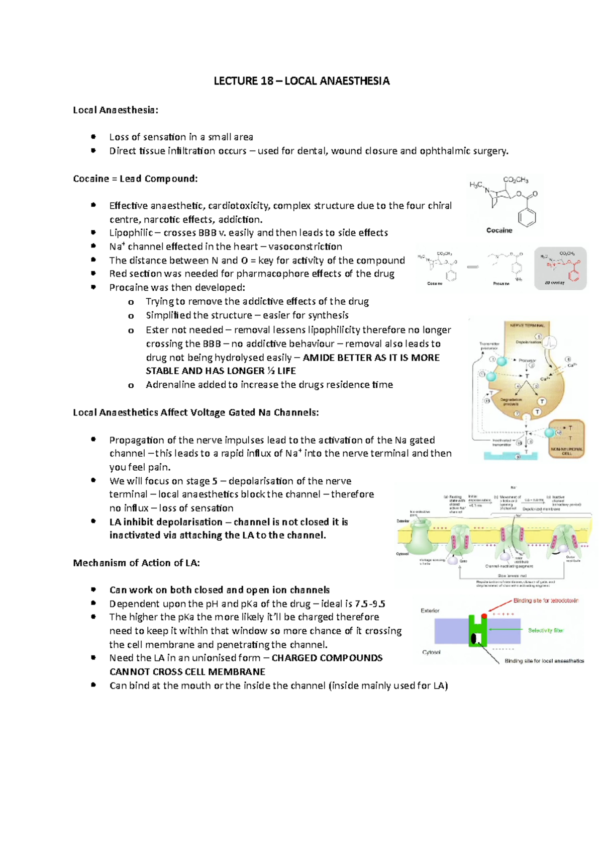 Lecture 18: Local anaesthesia - LECTURE 18 – LOCAL ANAESTHESIA Local ...