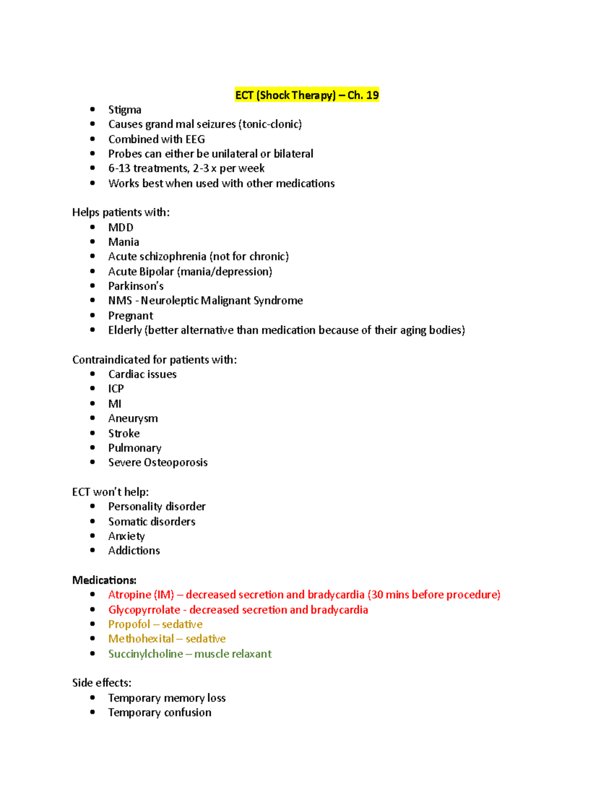 Wk3 Tuesday Notes - ECT (Shock Therapy) – Ch. 19 Stigma Causes grand ...