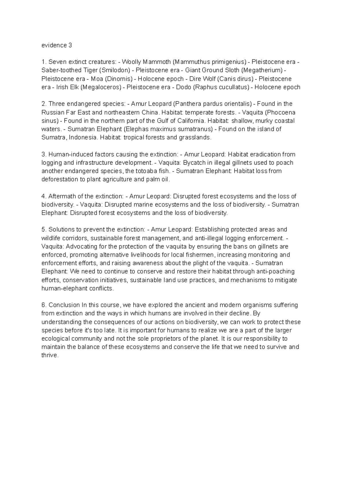 Life science - evidence 3 Seven extinct creatures: - Woolly Mammoth ...