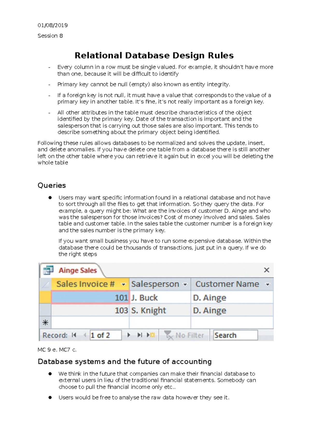 Session 8 Relational Database Design Rules - Session 8 Relational ...