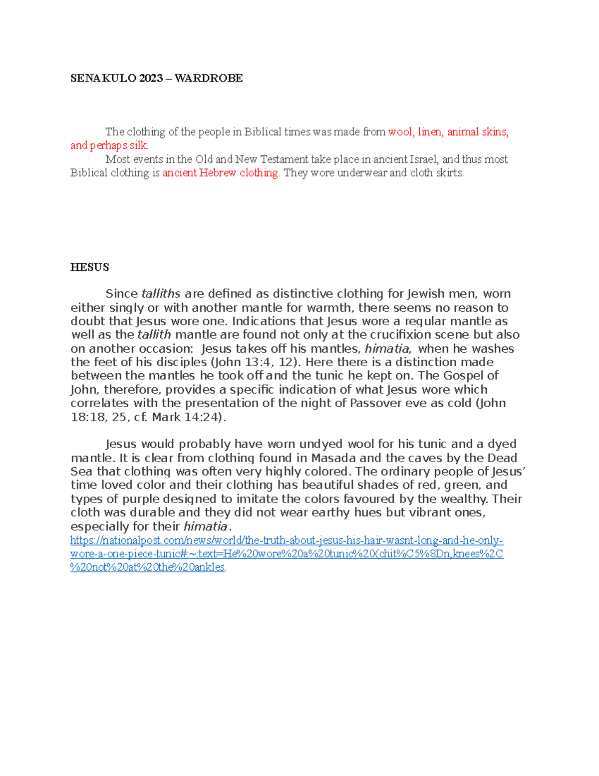 Costume - jhi - SENAKULO 2023 – WARDROBE The clothing of the people in ...