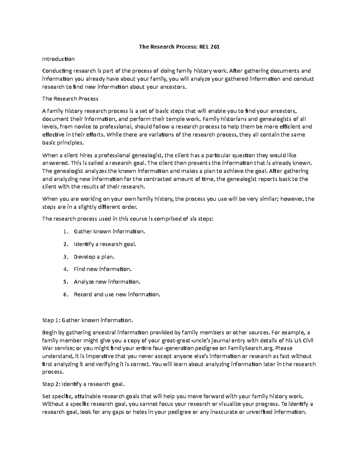 REL261 The Research Process - The Research Process: REL 261 ...