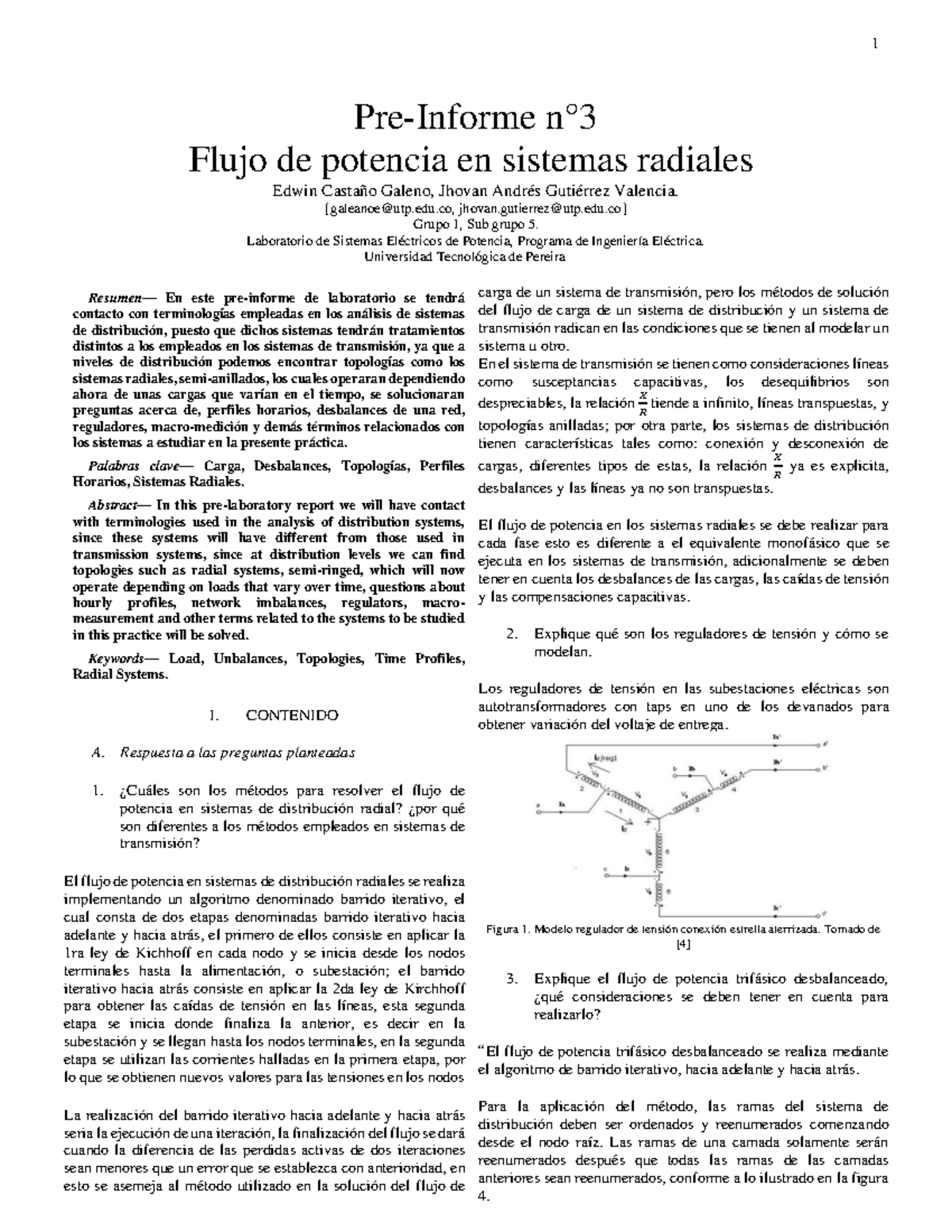 Pre-informe 3 Flujo de potencia sistemas radiales - Warning: TT: undefined function: 32 1 - Studocu