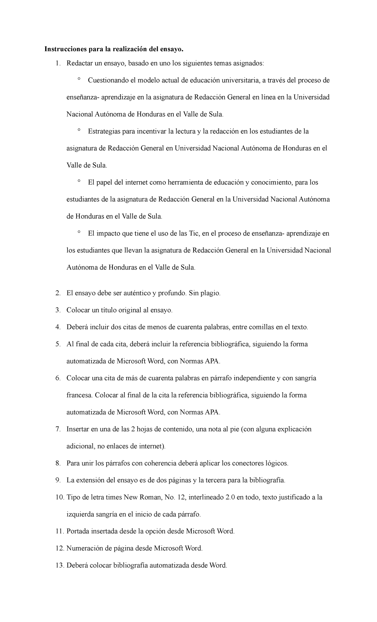 Temas para el ensayo PAC III 2022 - Instrucciones para la realización ...