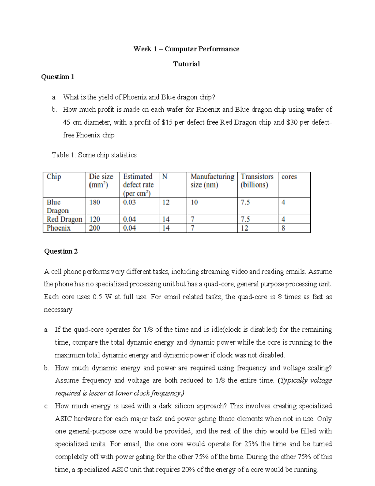 Tutorial 1 - Computer Performance - Week 1 – Computer Performance ...