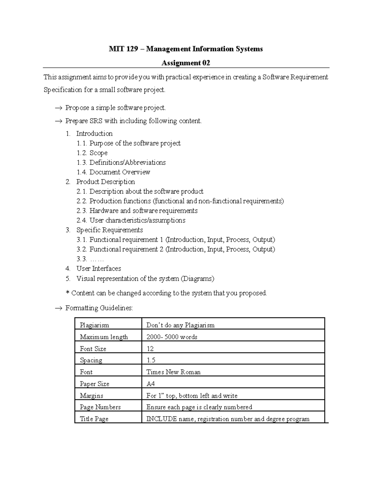 MIT 129 Assignment 2 - Instructions - MIT 129 – Management Information ...