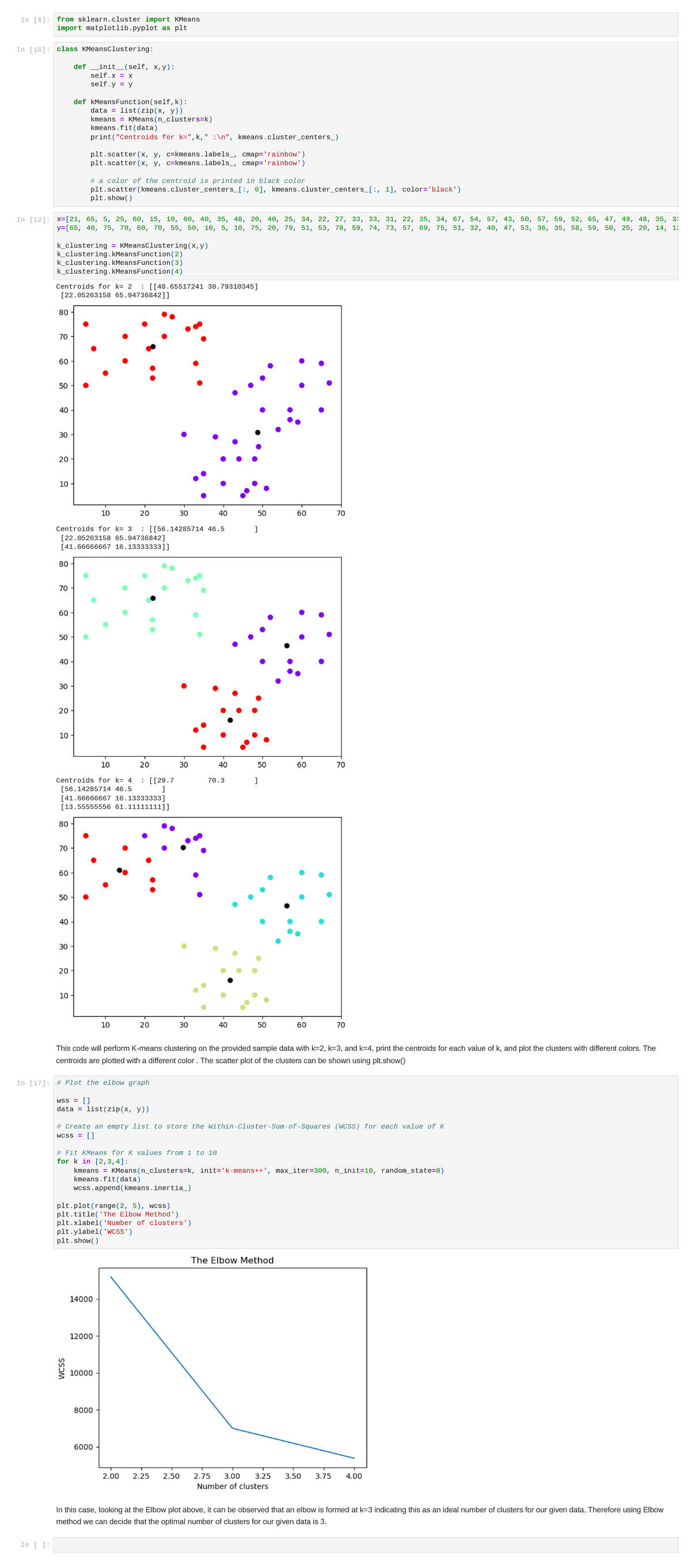 Question 1 (1) - regression algorithms - Centroids for k= 2 : [[48 30 ...