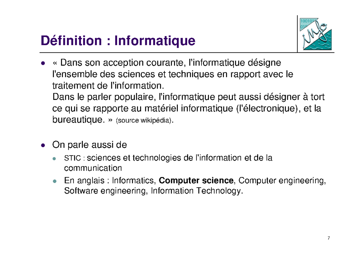 Introduction informatique-3 - Définition : Informatique z « Dans son acception courante, - Studocu