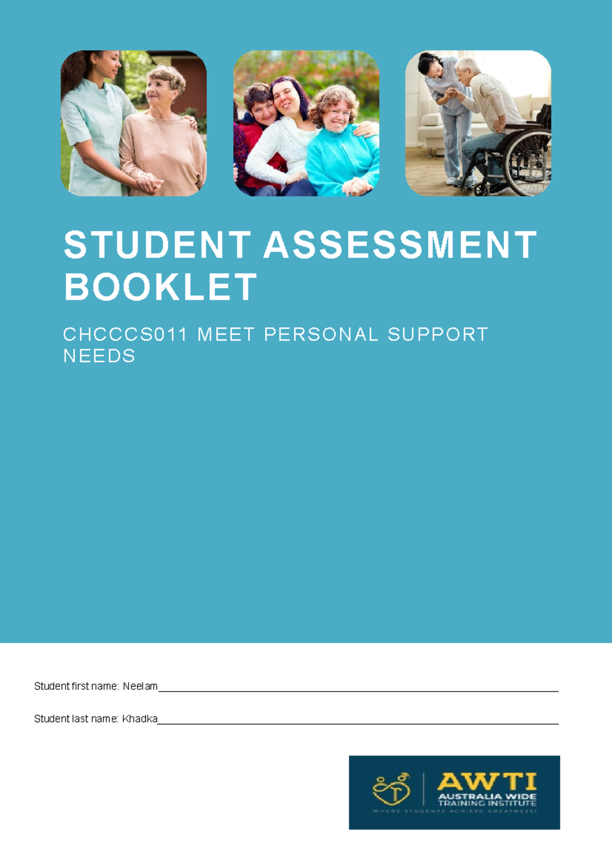Chcccs 011 Student Workbook (WORD) (C3) - STUDENT ASSESSMENT BOOKLET C ...