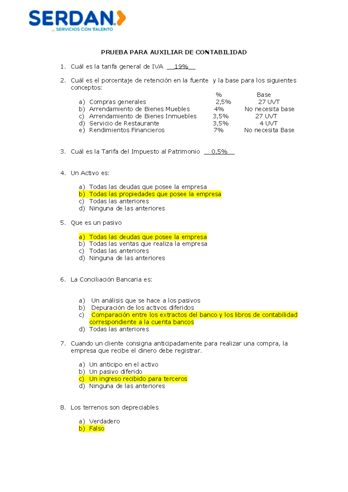 Prueba Auxiliar DE Contabilidad - PRUEBA PARA AUXILIAR DE CONTABILIDAD Cuál es la tarifa general ...