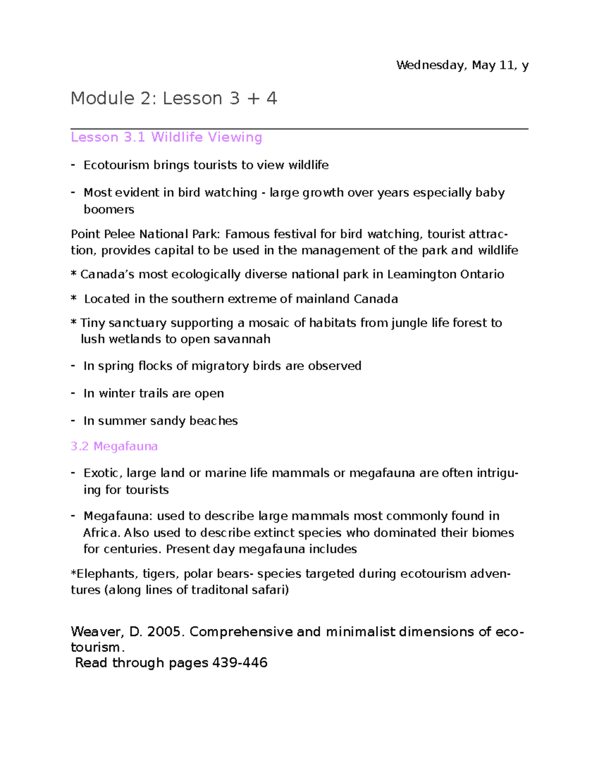 Eco 3 + 4 Notes for Studying - Module 2: Lesson 3 + 4 Lesson 3 Wildlife ...