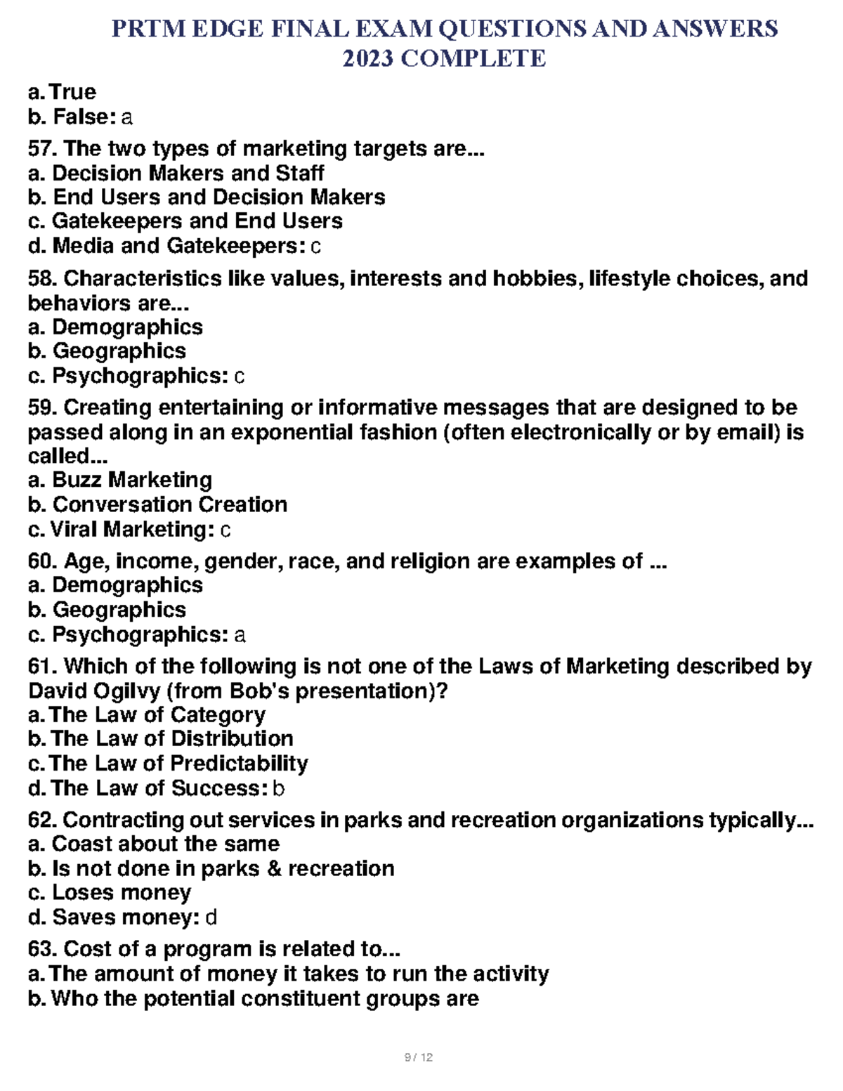 PRTM EDGE Final EXAM Questions AND Answers 2023 Complete-9 - PRTM EDGE ...