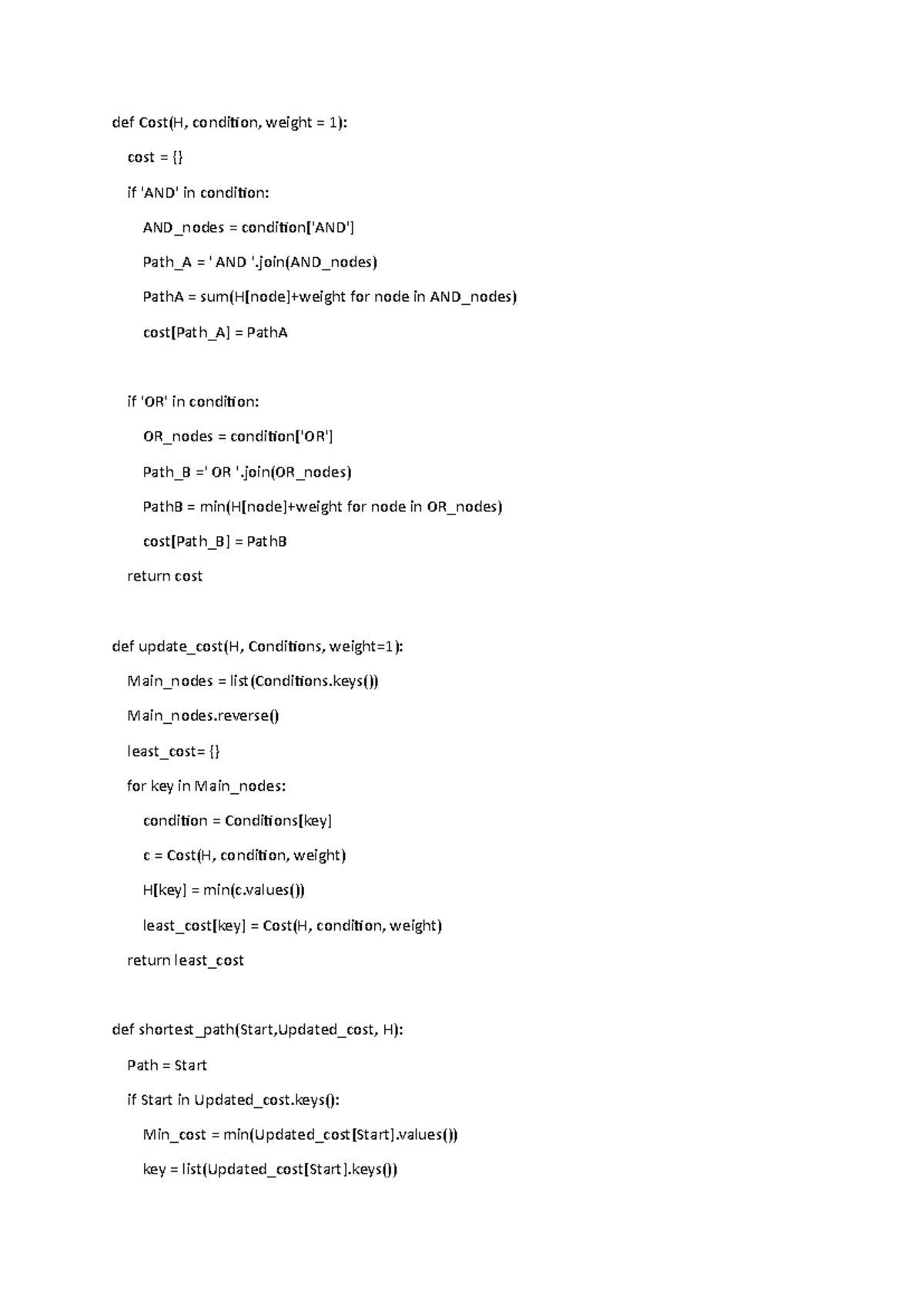 Ao Star Algorithm Implementation In Python Def Costh Condition Weight 1 Cost If 6912