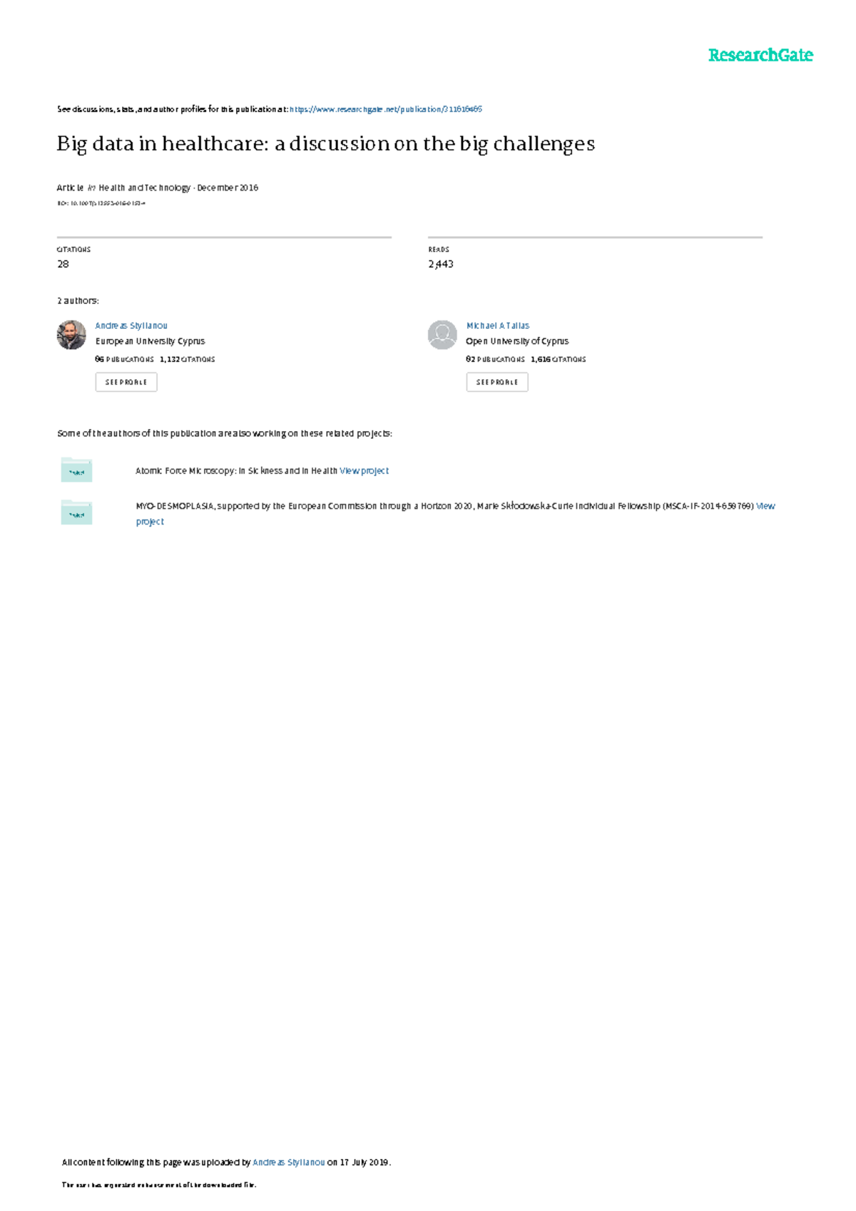 Big data in healthcare a discussion on the big cha - See discussions ...