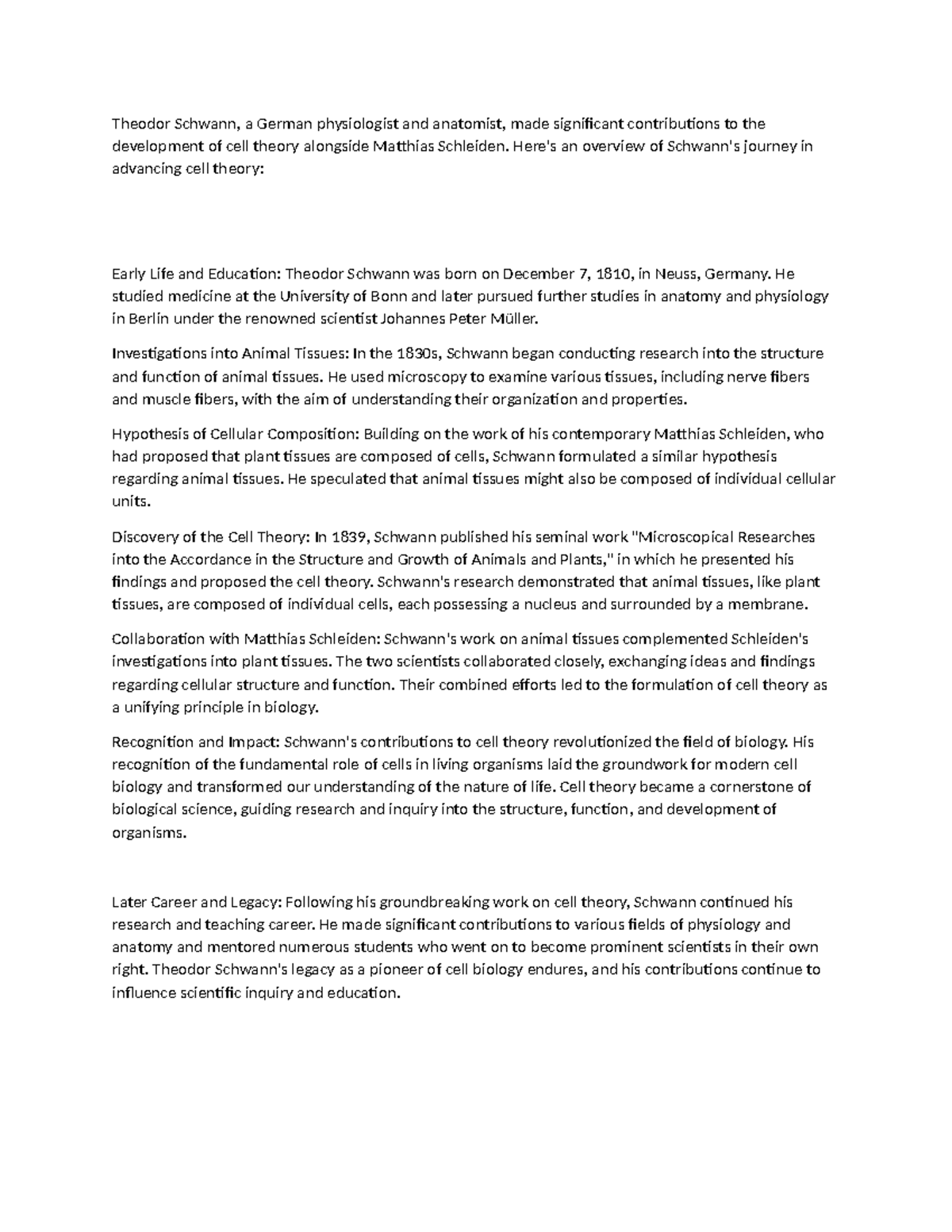 Theodore-Swann - ijhhhhh - Theodor Schwann, a German physiologist and ...