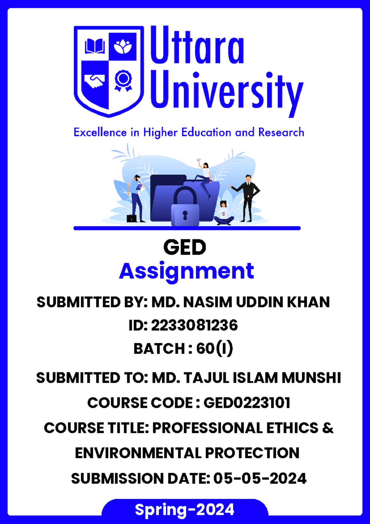 English Project Assessment Cover Page Document in White Purple Fun ...