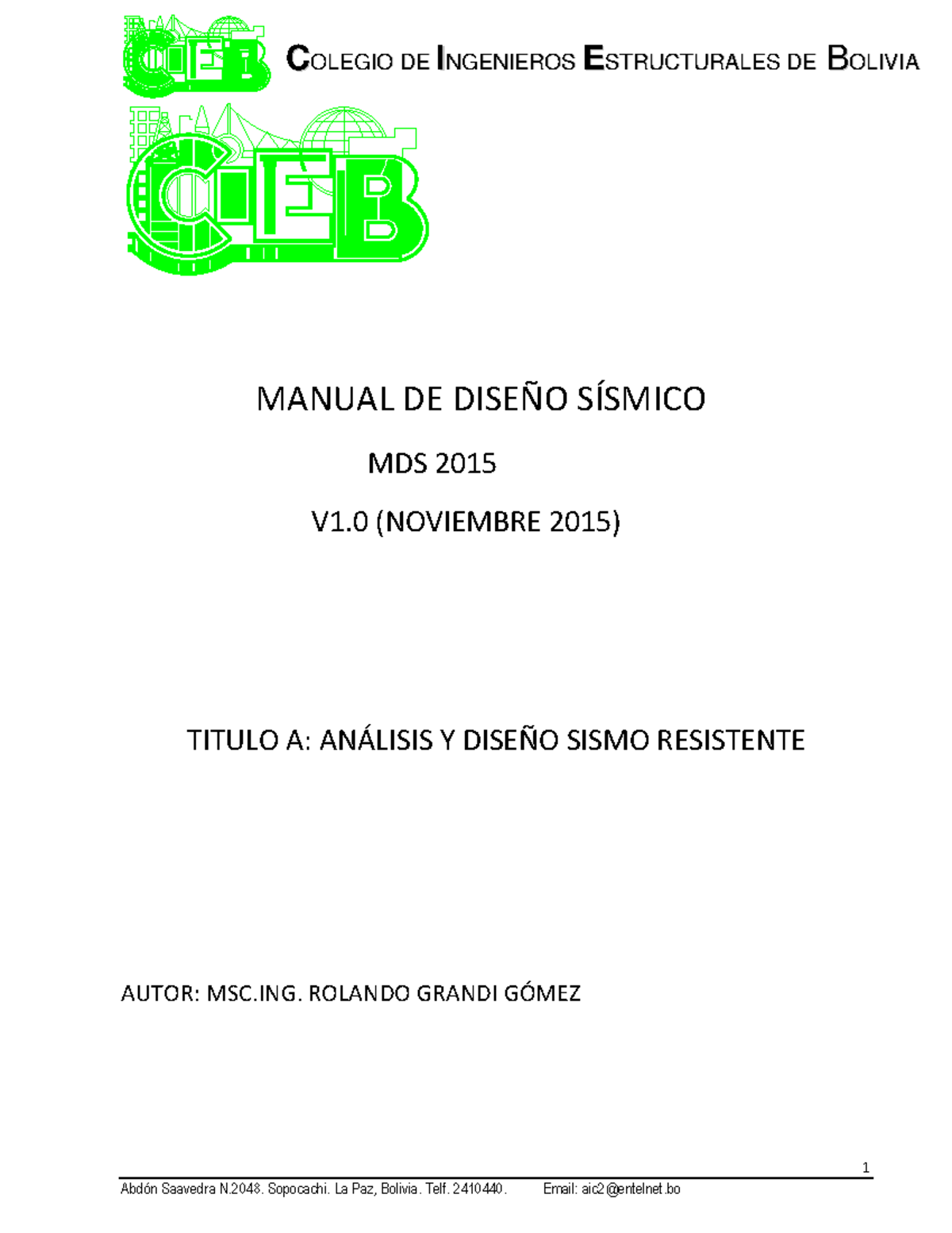 Manual DE DISE O S Smico 2015 - 1 C O L E G I O D E I N G E N I E R O S ...